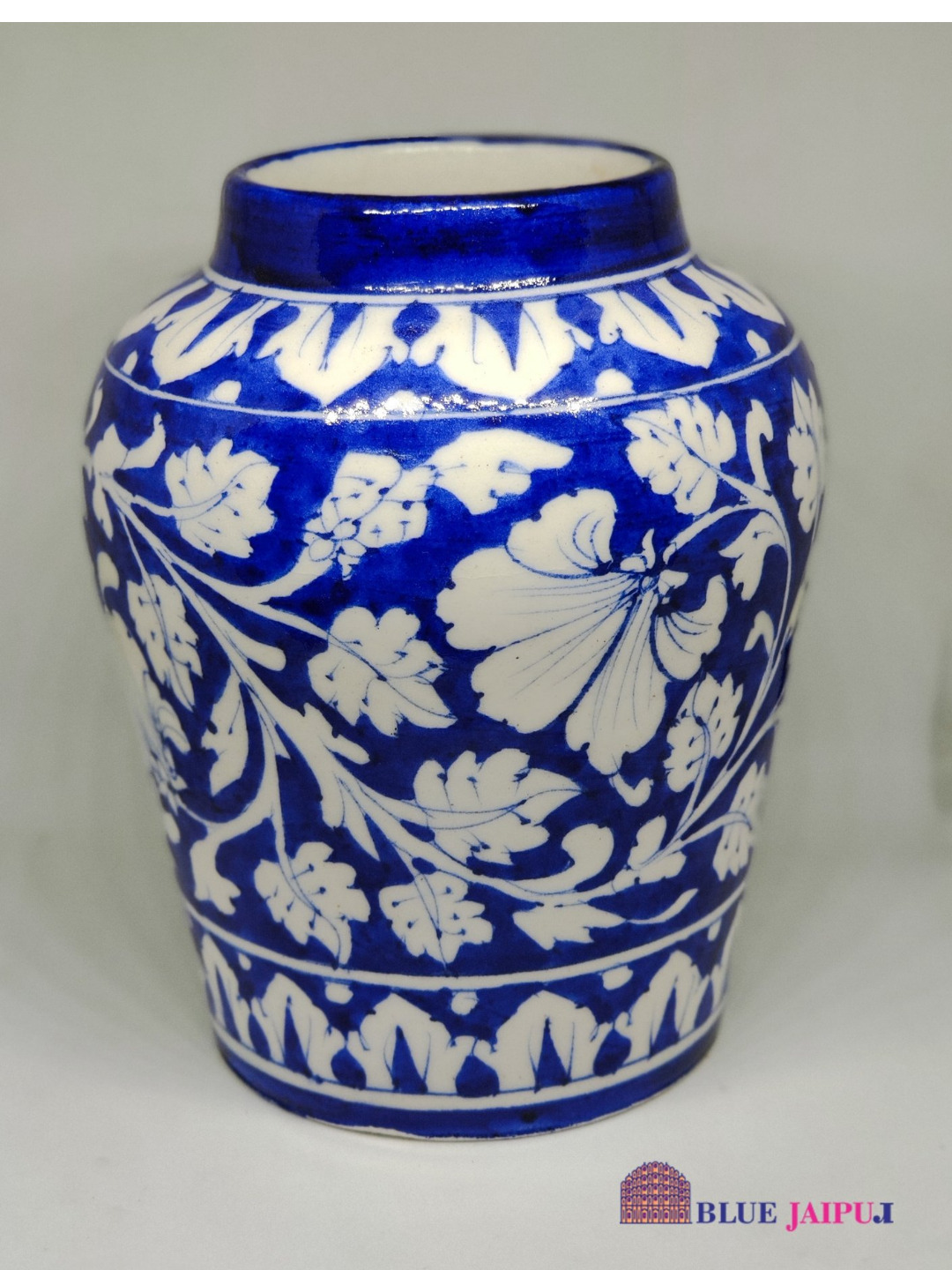 Blue Pottery Blue Color Handmade Floral Vase - 6 Inch