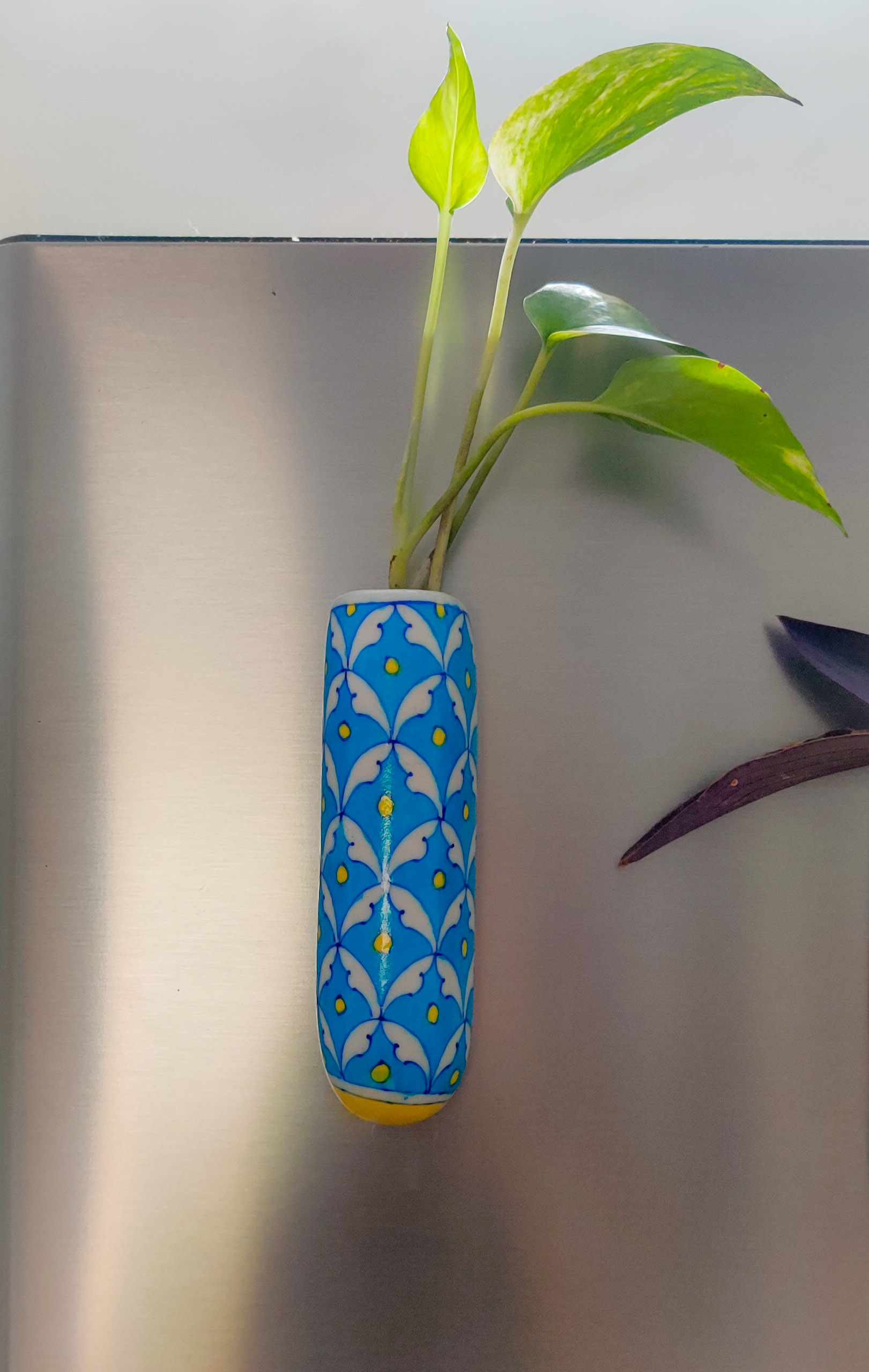 Blue Pottery Handmade Fridge Magnetic Planter- 6 Inch